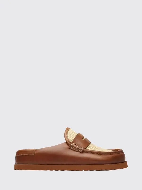 BIRKENSTOCK Naples Raffia And Smooth Leather Mules - Brown