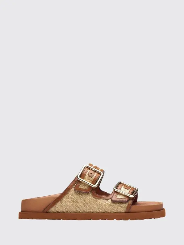 BIRKENSTOCK Arizona Raffia And Leather Sandals - Brown