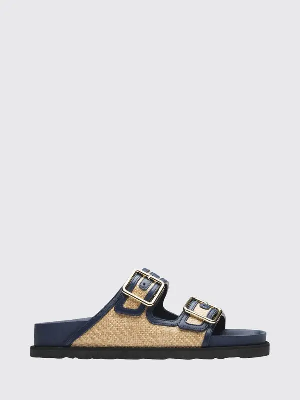 BIRKENSTOCK Arizona Raffia And Leather Sandals - Blue
