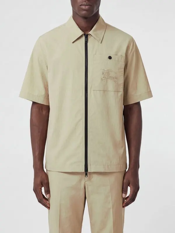 Burberry Short-sleeved Nylon Shirt With Zip Closure And Patch Pockets