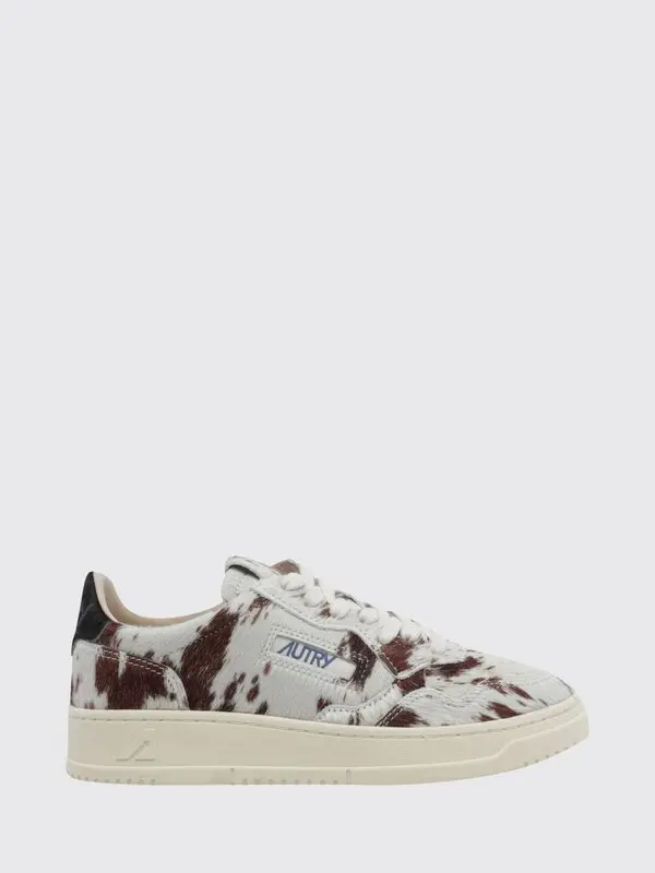 AUTRY Medalist Low Sneakers In Leather With Animalier Pony Hair Inserts - Earth
