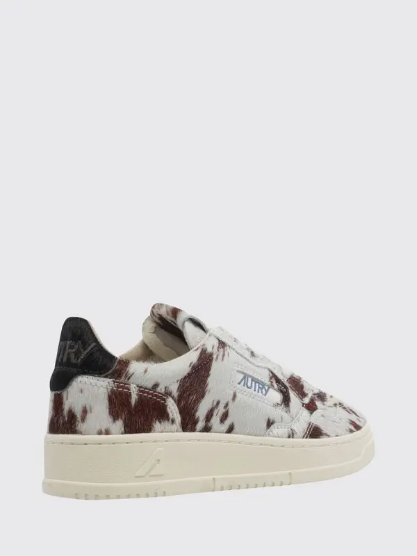 AUTRY Medalist Low Sneakers In Leather With Animalier Pony Hair Inserts - Earth