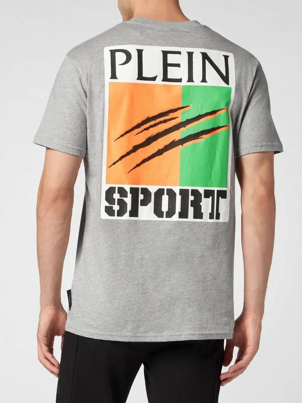 PLEIN SPORT Short-sleeved Cotton T-shirt With Contrasting Printed Logo