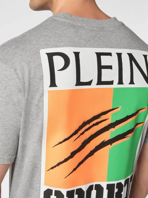 PLEIN SPORT Short-sleeved Cotton T-shirt With Contrasting Printed Logo