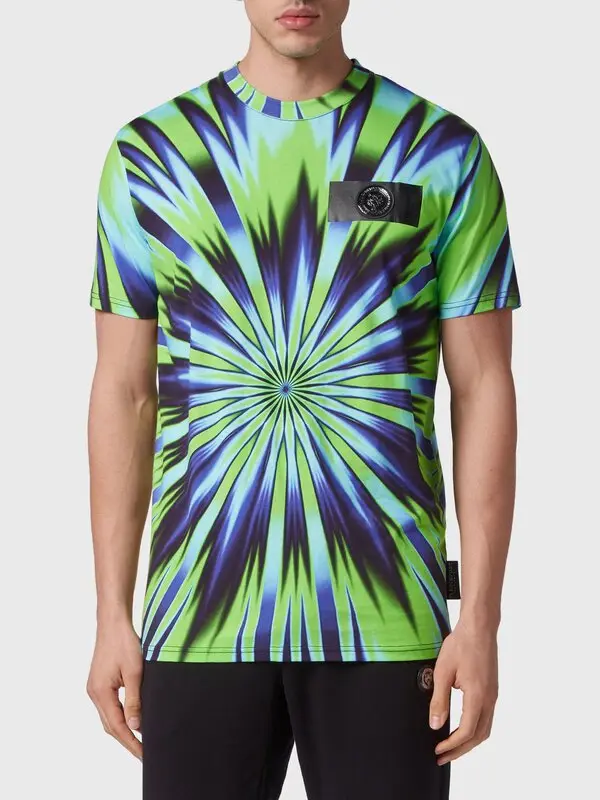 PLEIN SPORT Slim Fit Polyester T-shirt With Abstract Print And Logo