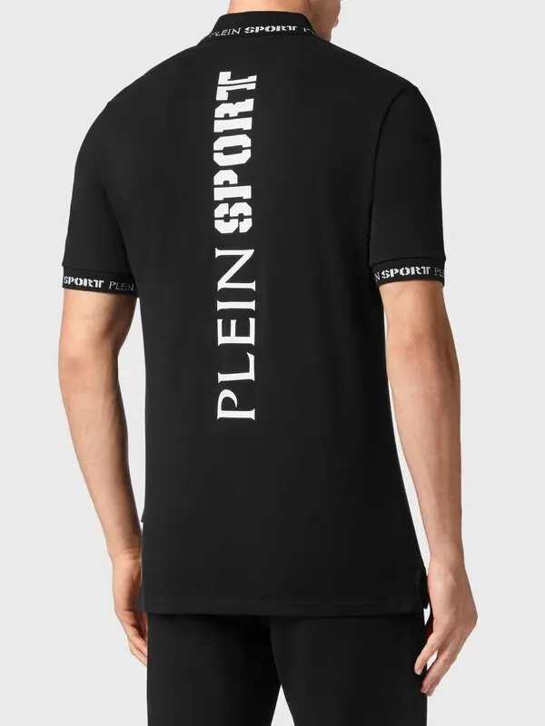 PLEIN SPORT Slim Fit Cotton Polo Shirt With Contrast Hexagon Logo