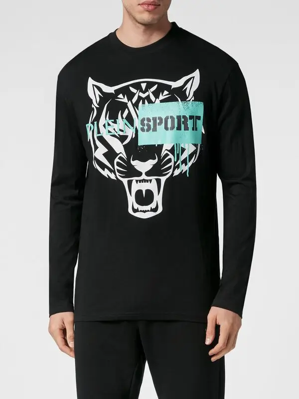 PLEIN SPORT Slim Fit Long-sleeved Cotton T-shirt With Graphic Print