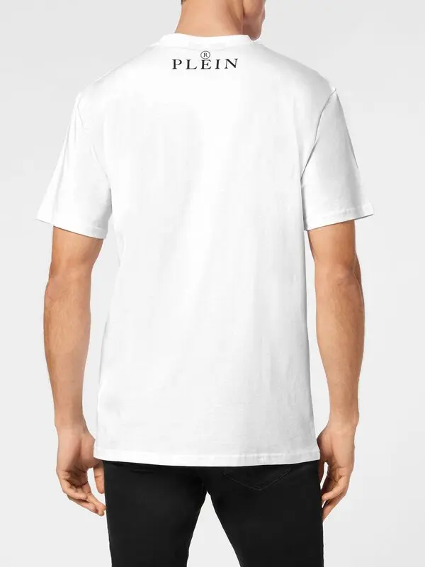 Philipp Plein Slim Fit Hexagon Logo Monogram Cotton T-shirt - White