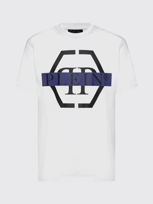Philipp Plein Slim Fit Hexagon Logo Monogram Cotton T-shirt - White