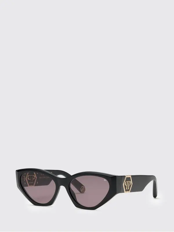 Philipp Plein Acetate Cat Eye Sunglasses With Oval Frame And Logo Detail