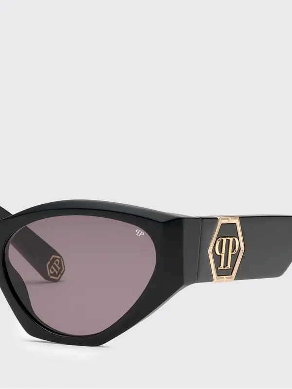 Philipp Plein Acetate Cat Eye Sunglasses With Oval Frame And Logo Detail
