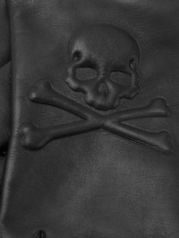 Philipp Plein Leather Gloves With Skull And Crossbones Detail