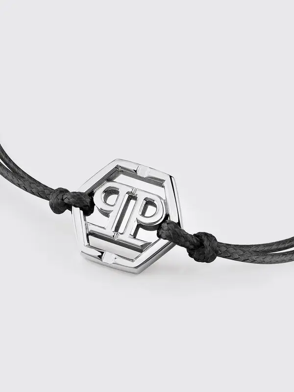 Philipp Plein Friendship Bracelet In Cotton And Steel With Hexagon Logo