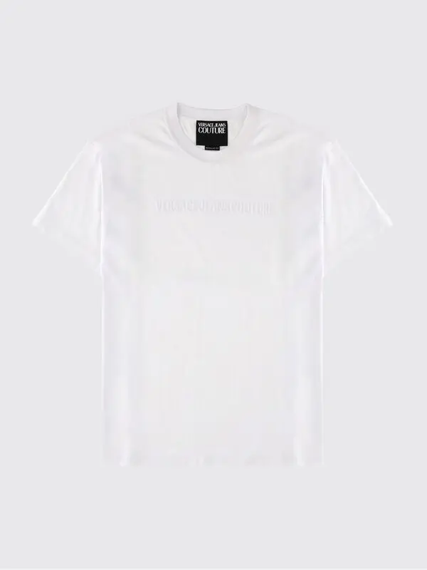 Versace Slim Fit Cotton T-shirt With Tone-on-tone Logo - White