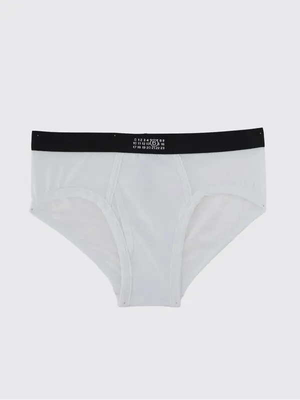 MAISON MARGIELA Cotton Briefs With Logo Elastic Waistband - White