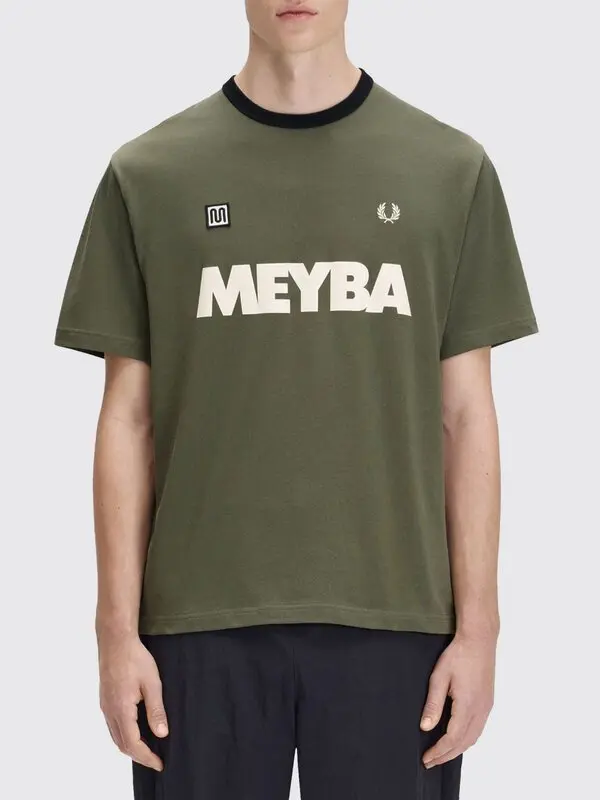 Fred Perry Printed Cotton Crew Neck T-shirt With Contrast Trims And Logo - Green