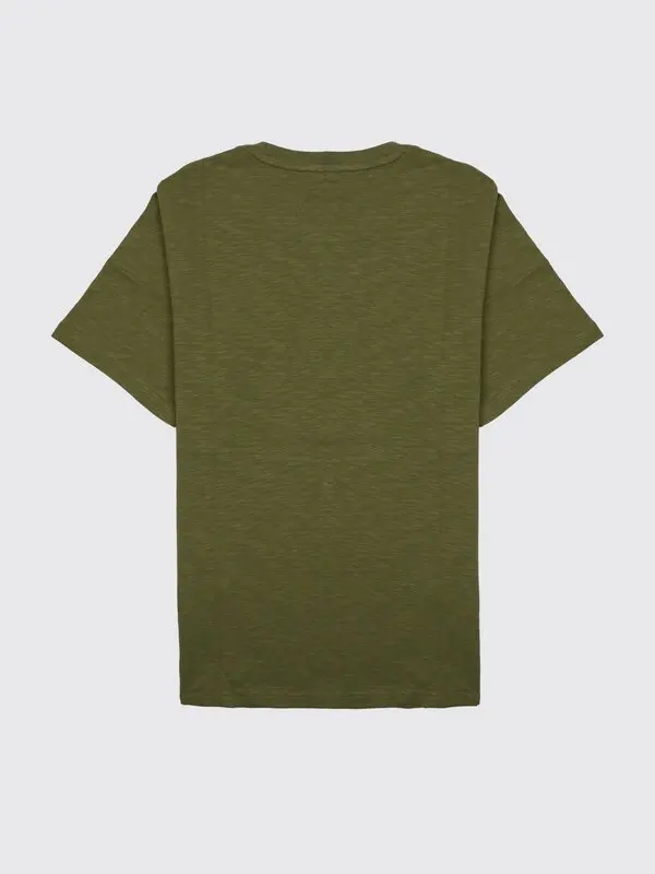 Closed Crew Neck Cotton T-shirt With A Straight Hem And Regular Shoulders - Green