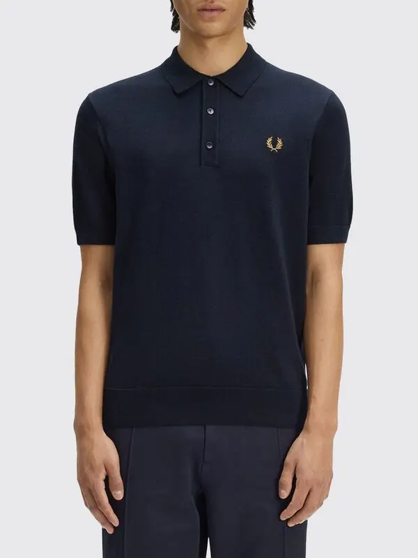Fred Perry Knit Cotton Polo Shirt With Three-button Placket And Logo - Blue