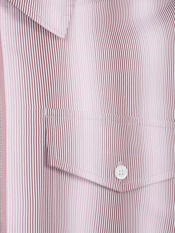 Dries Van Noten Relaxed Fit Striped Cotton Shirt With Zip Closure - Pink