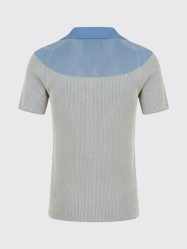 VIVIENNE WESTWOOD Slim Fit Striped Ribbed-knit Polo With V-neck And Orb Logo