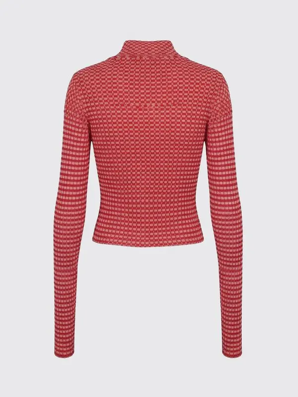 JEAN PAUL GAULTIER Slim-fit Long-sleeved Turtleneck Top In Checkered Viscose - White
