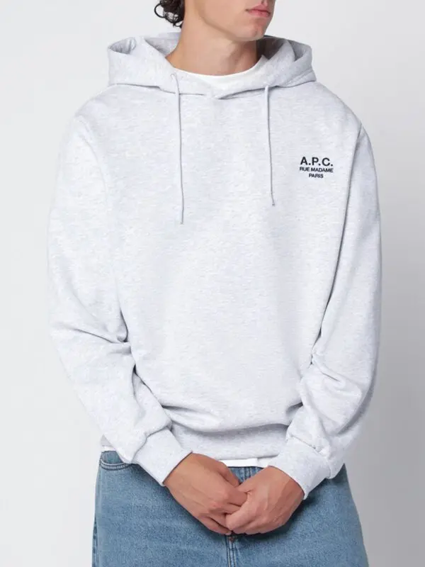 A.p.c. Organic Cotton Hoodie With Contrast Logo - Grey