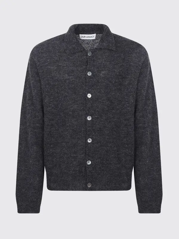 Our Legacy Long-sleeved Cardigan In Wool And Alpaca Blend - Black