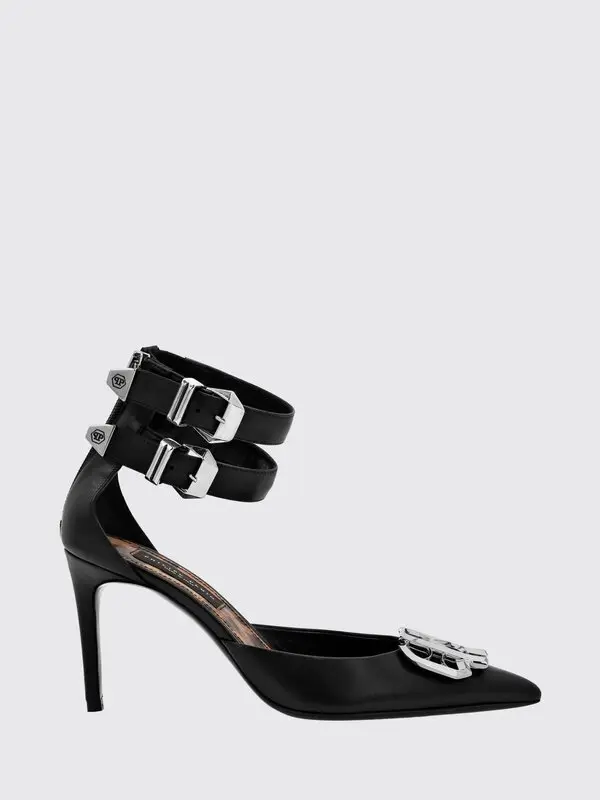 Philipp Plein Heeled Sandals With Buckle Detailing - Black