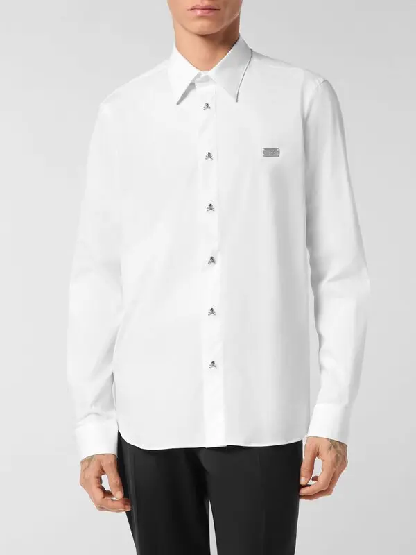 Philipp Plein Relaxed Fit Cotton Shirt With Contrast Logo