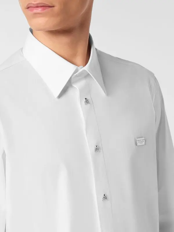 Philipp Plein Relaxed Fit Cotton Shirt With Contrast Logo