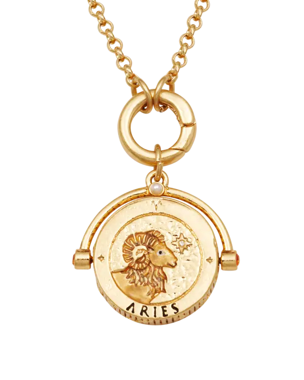 FABLE ENGLAND Aries Zodiac Spinner Necklace