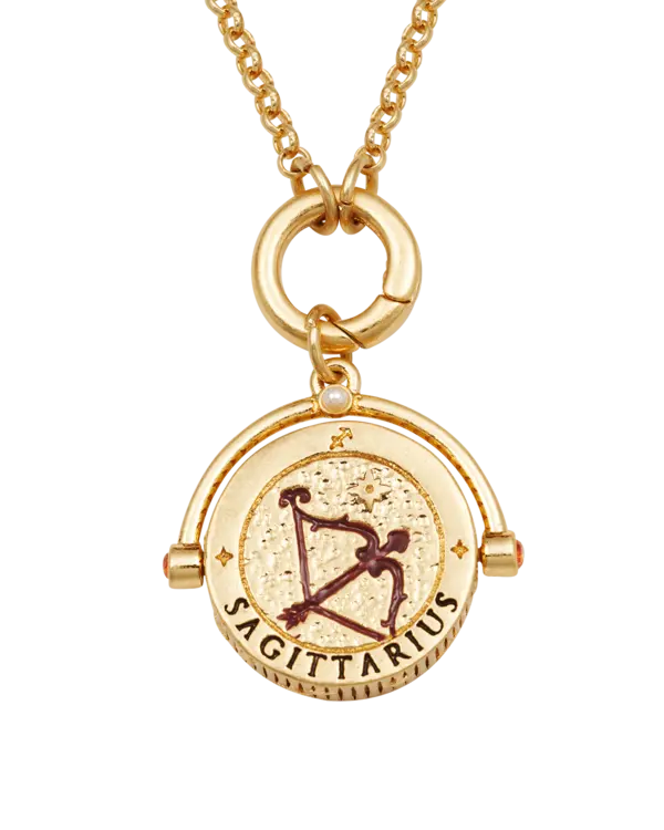 FABLE ENGLAND Sagittarius Zodiac Spinner Necklace - Gold