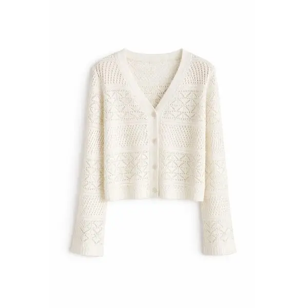 MUTE BY JL Lace Knit Cardigan - White