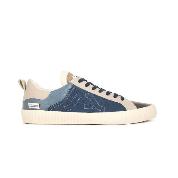 SPRINGA | UNIQUE VULCANIZED SNEAKERS ITALIAN HANDMADE Wavy Leather Multicolor Blue Sneakers