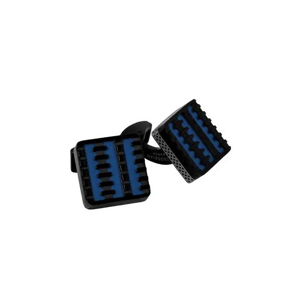 Tateossian Black / Blue Jagged Elements Cufflinks In Blue With Black Ip Plated & Stainless Steel - Black/blue