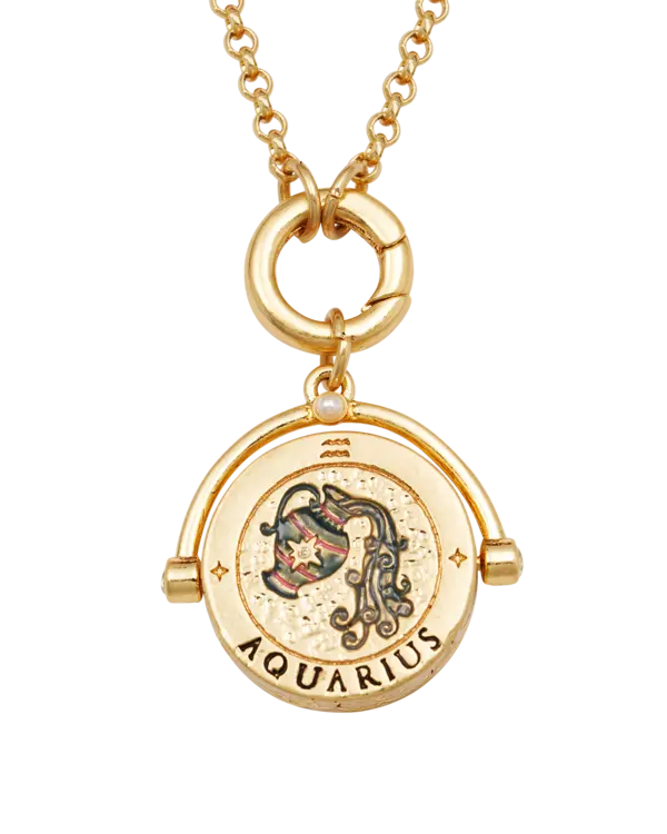 FABLE ENGLAND Aquarius Zodiac Spinner Necklace