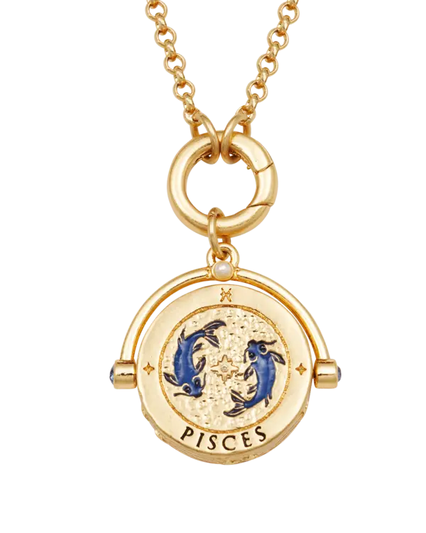FABLE ENGLAND Pisces Zodiac Spinner Necklace