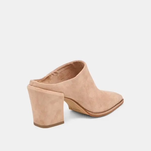 DOLCEVITA Lindi Suede Block Heel Mules - Toffee Suede