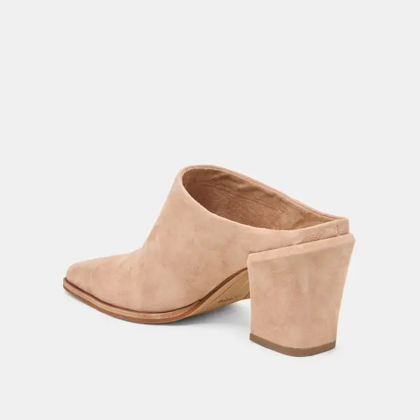 DOLCEVITA Lindi Suede Block Heel Mules - Toffee Suede