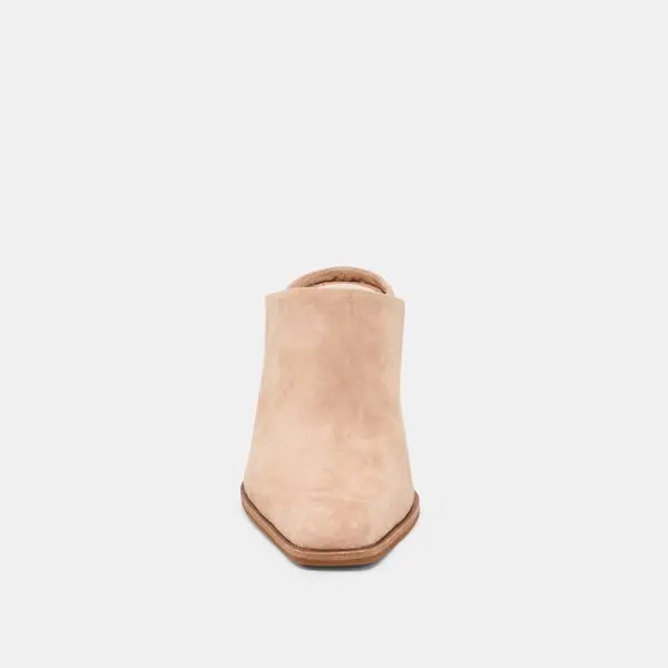 DOLCEVITA Lindi Suede Block Heel Mules - Toffee Suede