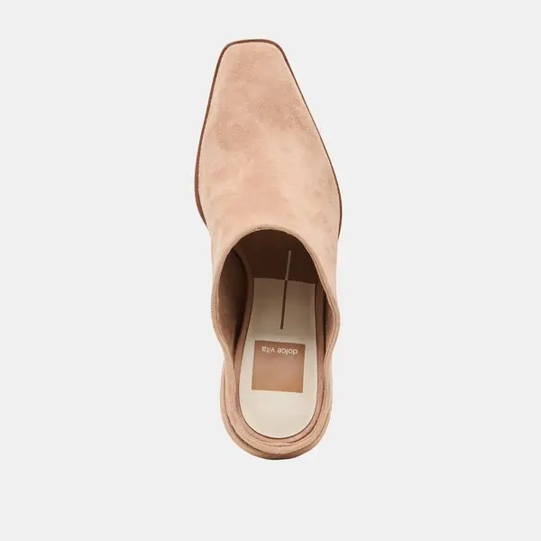 DOLCEVITA Lindi Suede Block Heel Mules - Toffee Suede