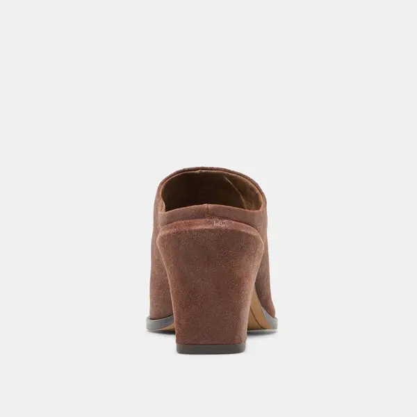 DOLCEVITA Lindi Suede Block Heel Mules - Coffee Suede