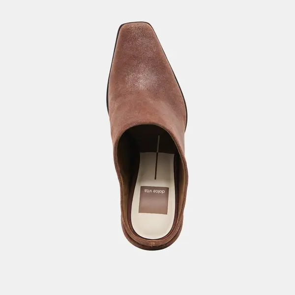 DOLCEVITA Lindi Suede Block Heel Mules - Coffee Suede