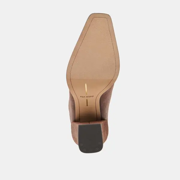 DOLCEVITA Lindi Suede Block Heel Mules - Coffee Suede