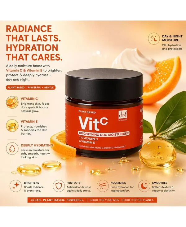 DR. BOTANICALS Brightening Duo Moisturiser With 1 Percentage Vitamin C And Vitamin E 60milliliter