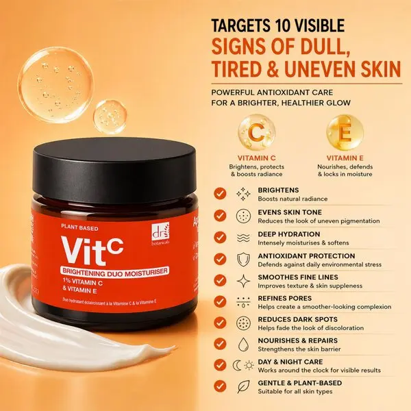 DR. BOTANICALS Brightening Duo Moisturiser With 1 Percentage Vitamin C And Vitamin E 60milliliter