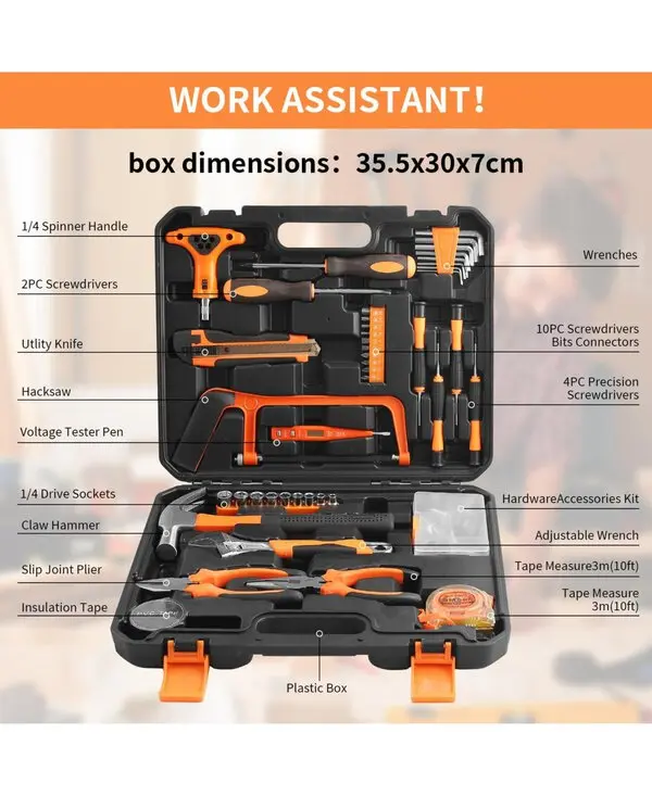 XDOVET Home Repair Tool Kit Ratchet Handle Blow Case