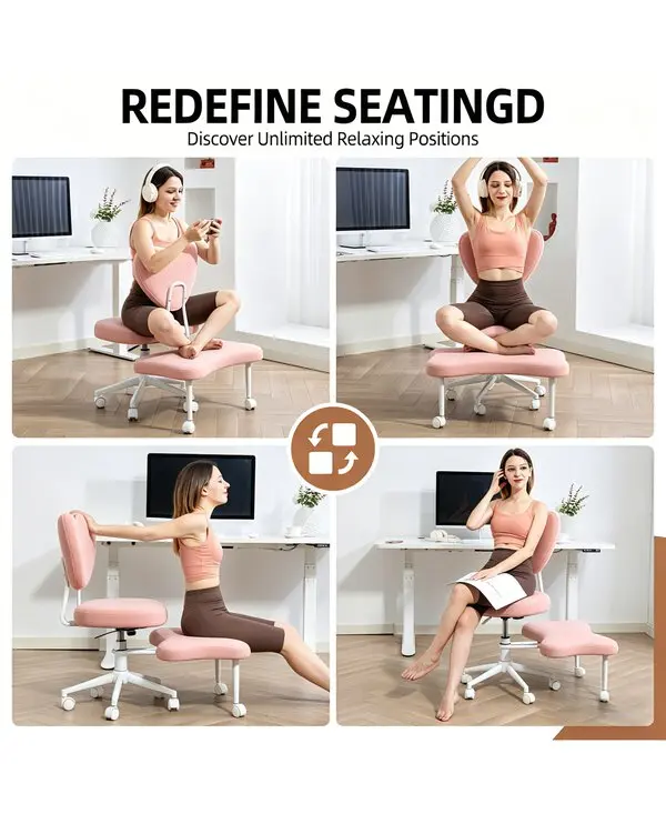 STREAMDALE FURNITURE Ergonomic Height-adjustable Meditation Chair With Lumbar Support
