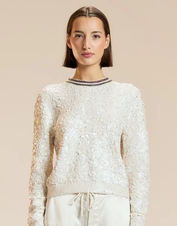 Cynthia Rowley Sequined Crewneck Pullover