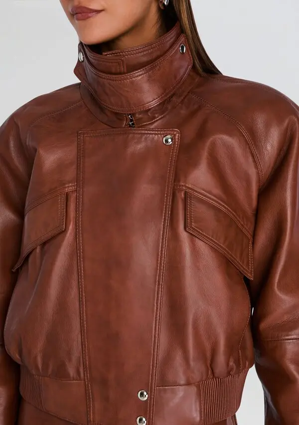 Retrofete Lykke Leather Jacket - Cigar